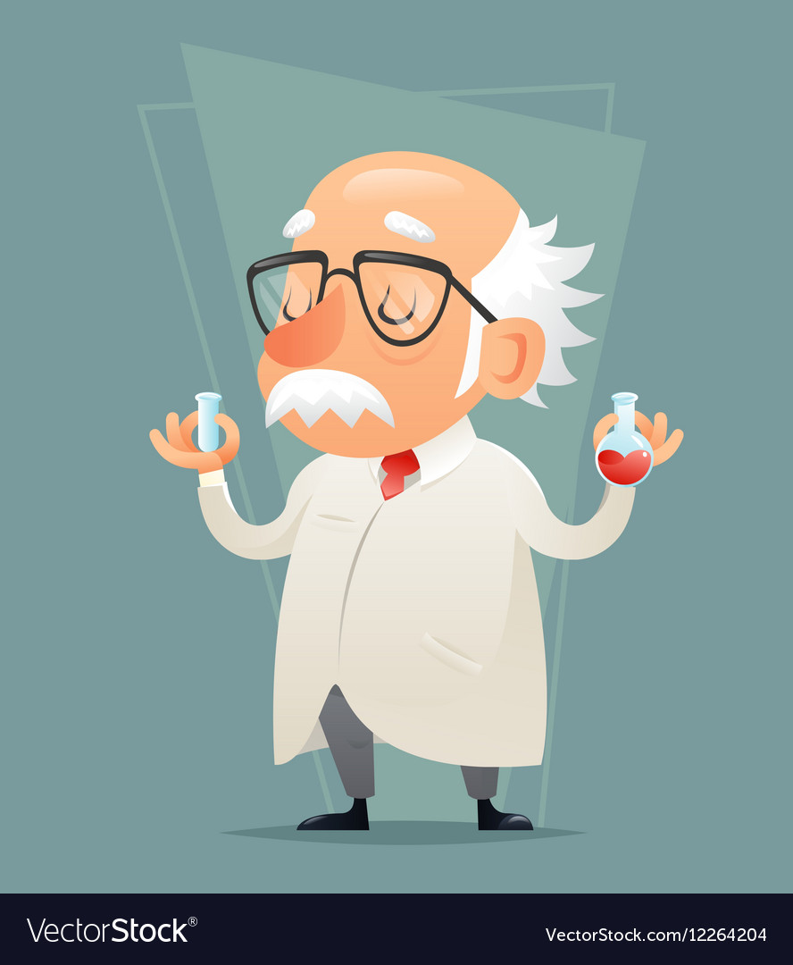 Old Scientist With Test Tube Icon Retro Cartoon Vector Image 