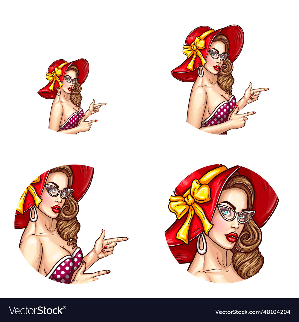Pop Art Avatar Of Pin Up Sexy Girl Icon For Chat Vector Image