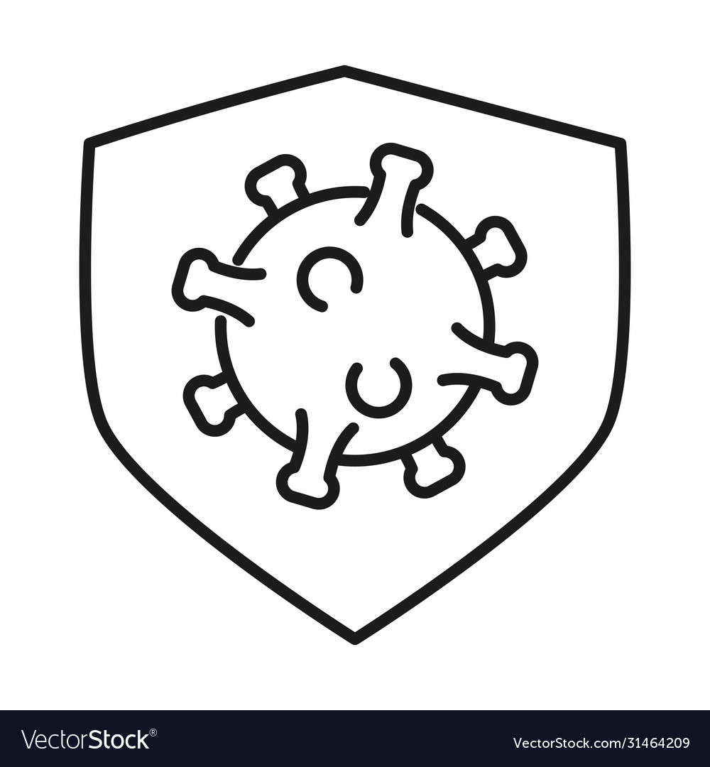 Covid19 19 virus inside shield line style icon Vector Image Covid19 19 virus inside shield line style icon Vector Image
