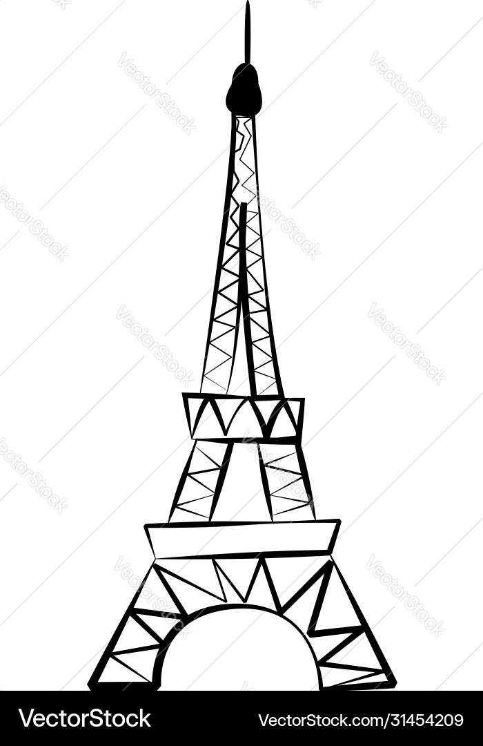 Eifel tower drawing on white background Royalty Free Vector