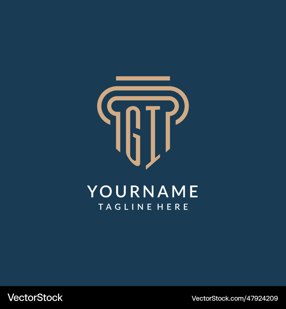 Initial gi pillar logo style luxury modern lawyer Vector Image