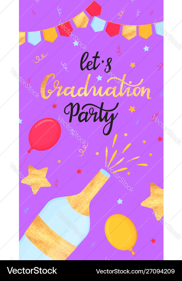 Lets graduation party hand drawn lettering Vector Image