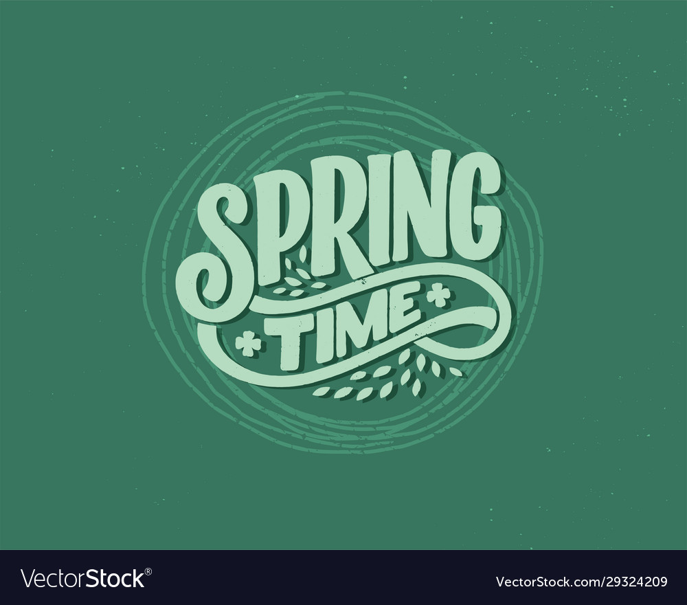 Spring time lettering greeting card fun season Vector Image
