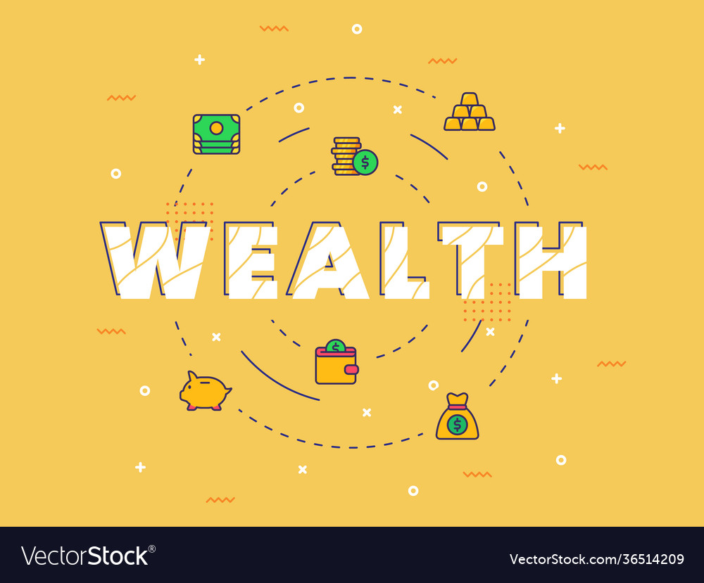 Wealth Typography Calligraphy Word Art Royalty Free Vector