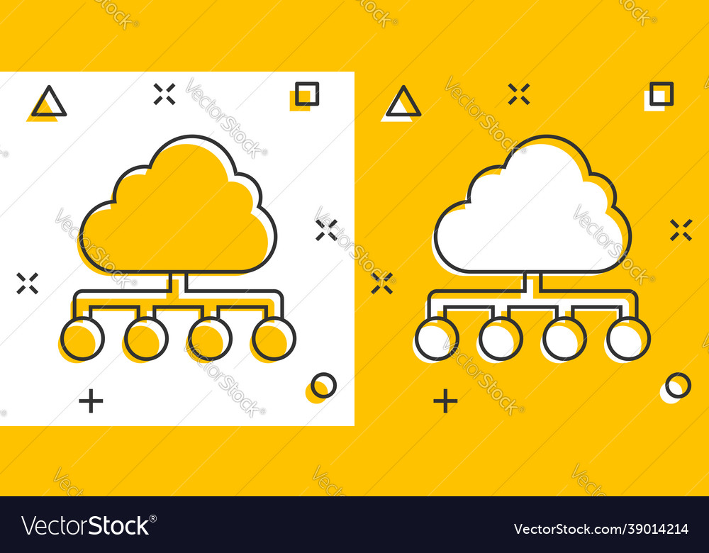 Cartoon cloud computing technology icon in comic Vector Image