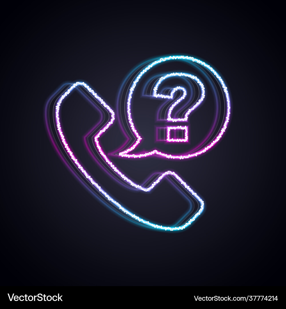 Glowing neon line telephone 24 hours support icon Vector Image