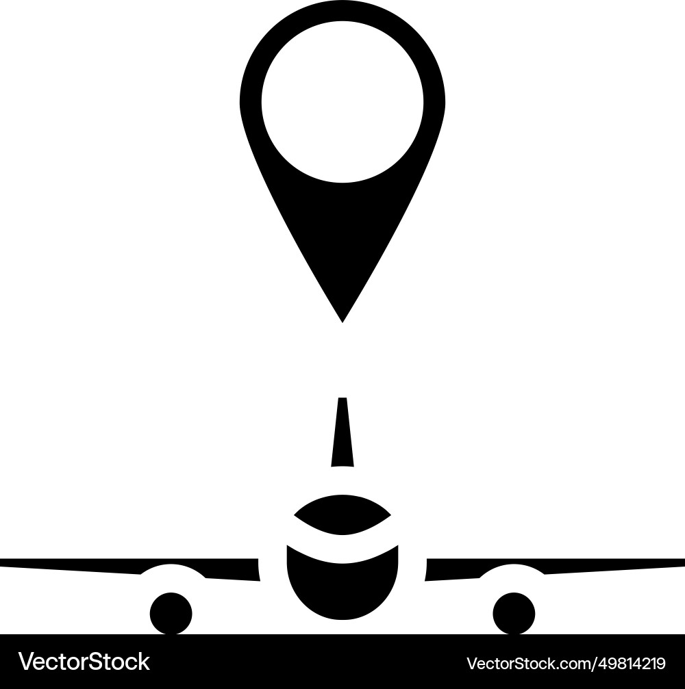 Airplane map location glyph icon Royalty Free Vector Image