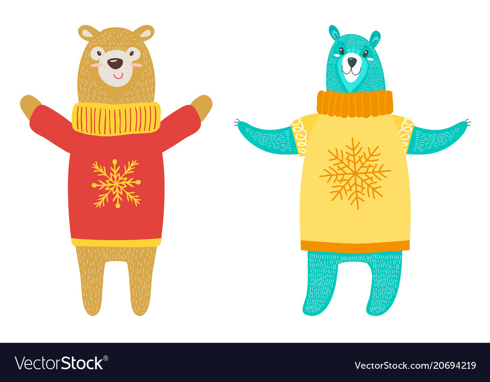 Bears wearing sweaters Royalty Free Vector Image
