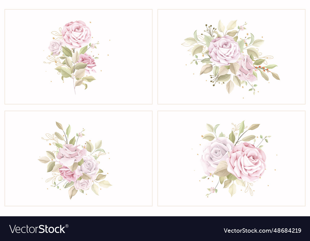Hand drawn pink roses bouquets Royalty Free Vector Image