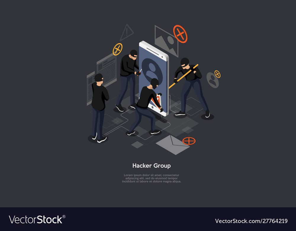 Isometric hacker attack concept internet Vector Image Isometric hacker attack concept internet Vector Image