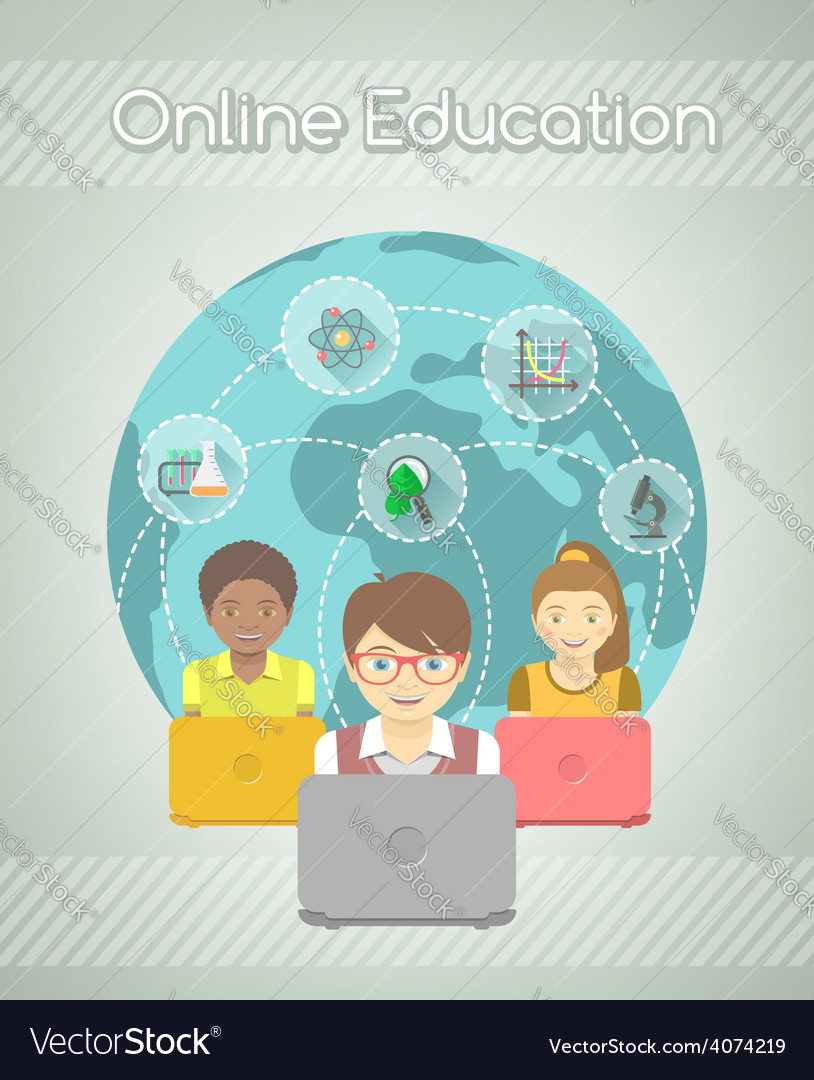 Online education for kids Royalty Free Vector Image