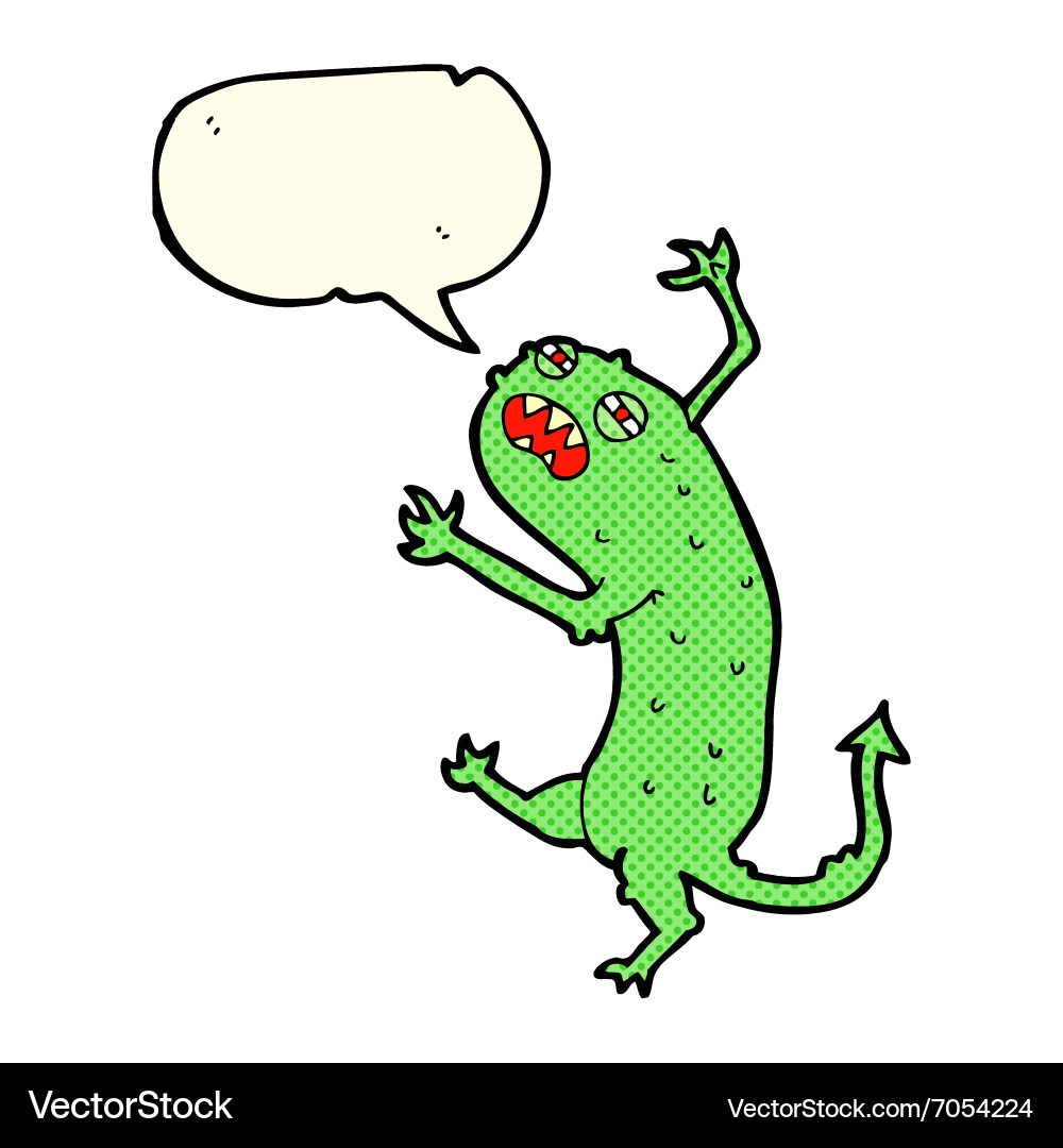 Cartoon little monster with speech bubble Vector Image