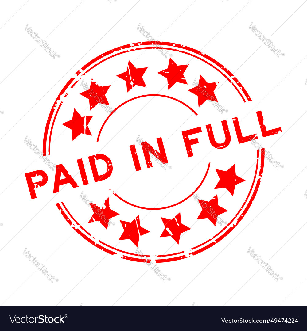 Grunge red paid in full word round rubber seal Vector Image Grunge red paid in full word round rubber seal Vector Image