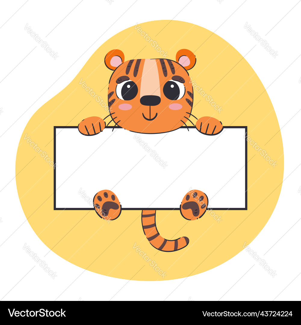 Tiger holding a blank banner Royalty Free Vector Image
