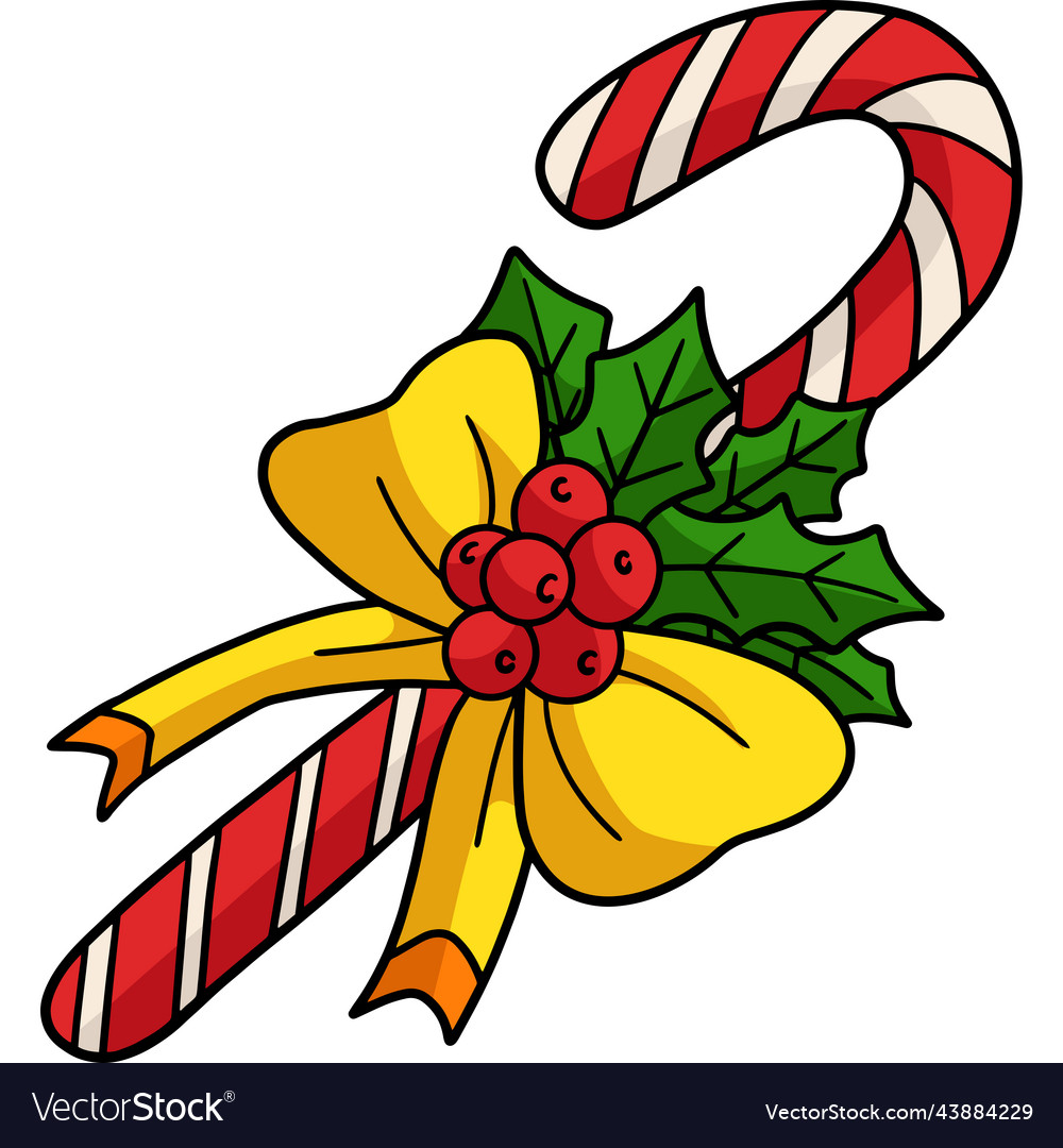 Christmas candy cane cartoon colored clipart Vector Image
