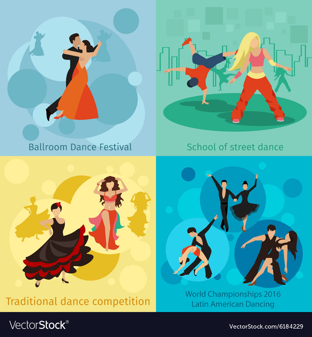Dancing styles concepts set Royalty Free Vector Image