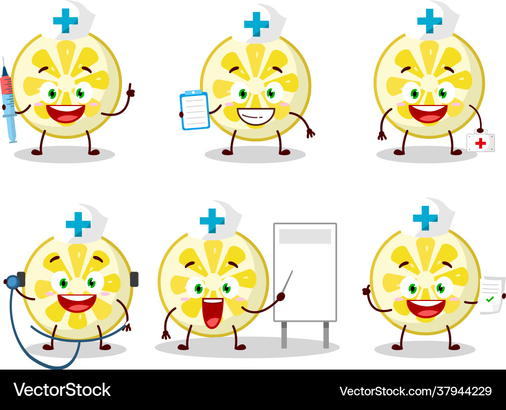 Doctor profession emoticon with lemon slice Vector Image