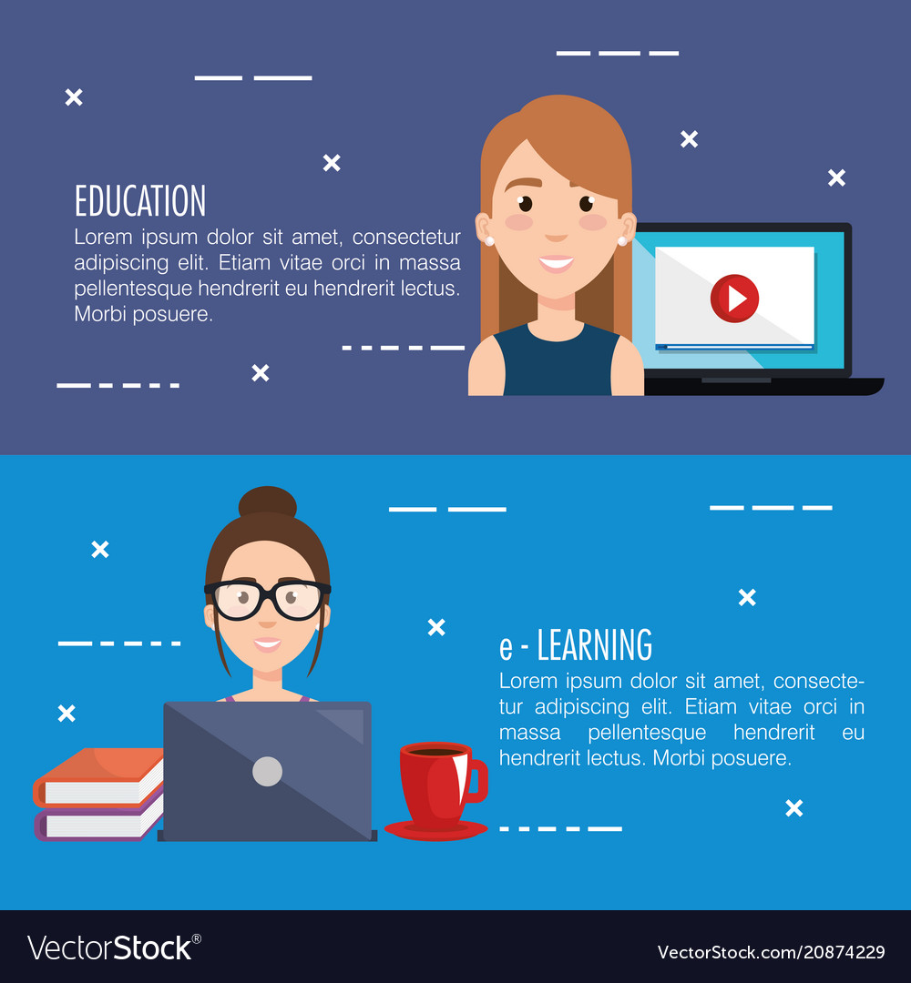 Electronic learning infographic technology Vector Image