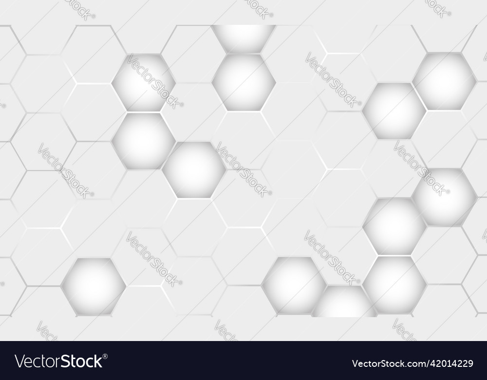 Light gray hexagonal technology 3d abstract Vector Image