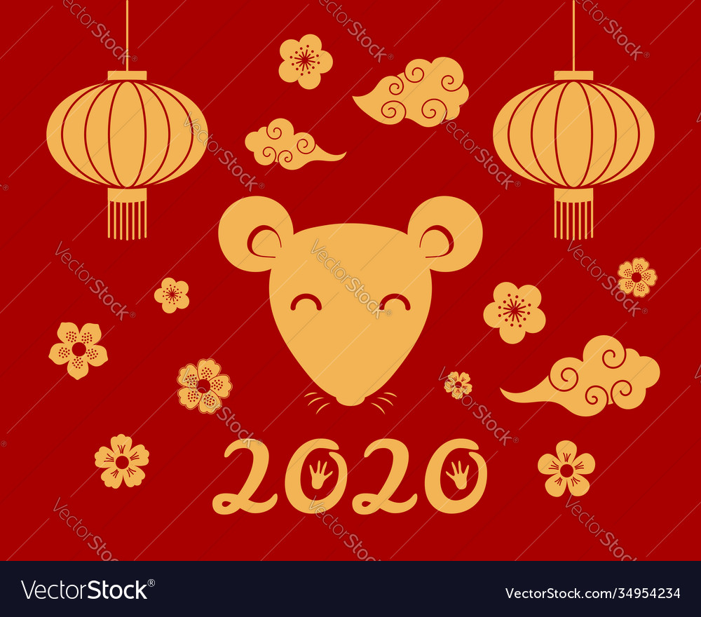 2020 chinese new year card Royalty Free Vector Image