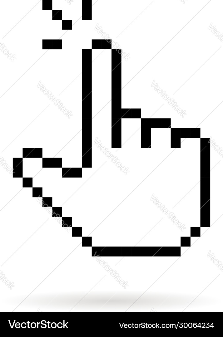 Click finger like black pixel art icon Royalty Free Vector