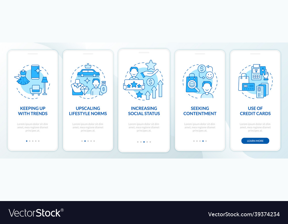 Consumerism motivation blue onboarding mobile app Vector Image Consumerism motivation blue onboarding mobile app Vector Image