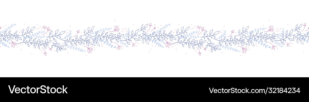 Cute hand drawn flower garland horizontal Vector Image