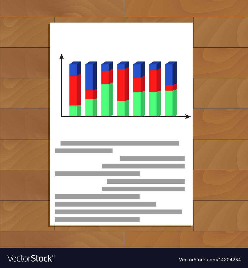 Document with 3d chart Royalty Free Vector Image