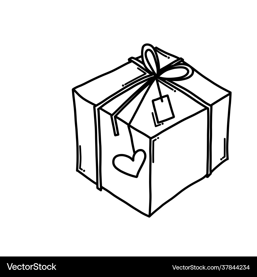 Gift doodle icon drawing sketch hand drawn Vector Image
