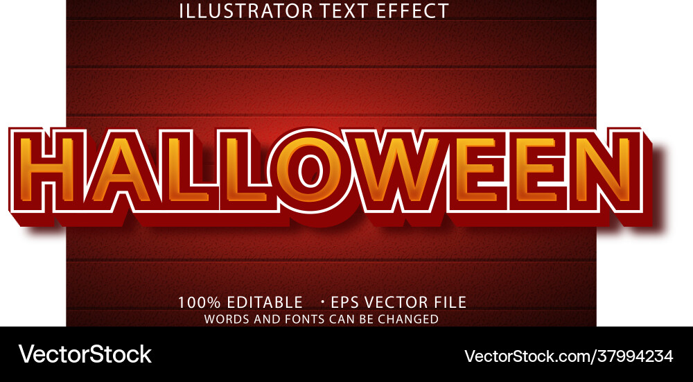 Halloween 3d -editable text effect Royalty Free Vector Image