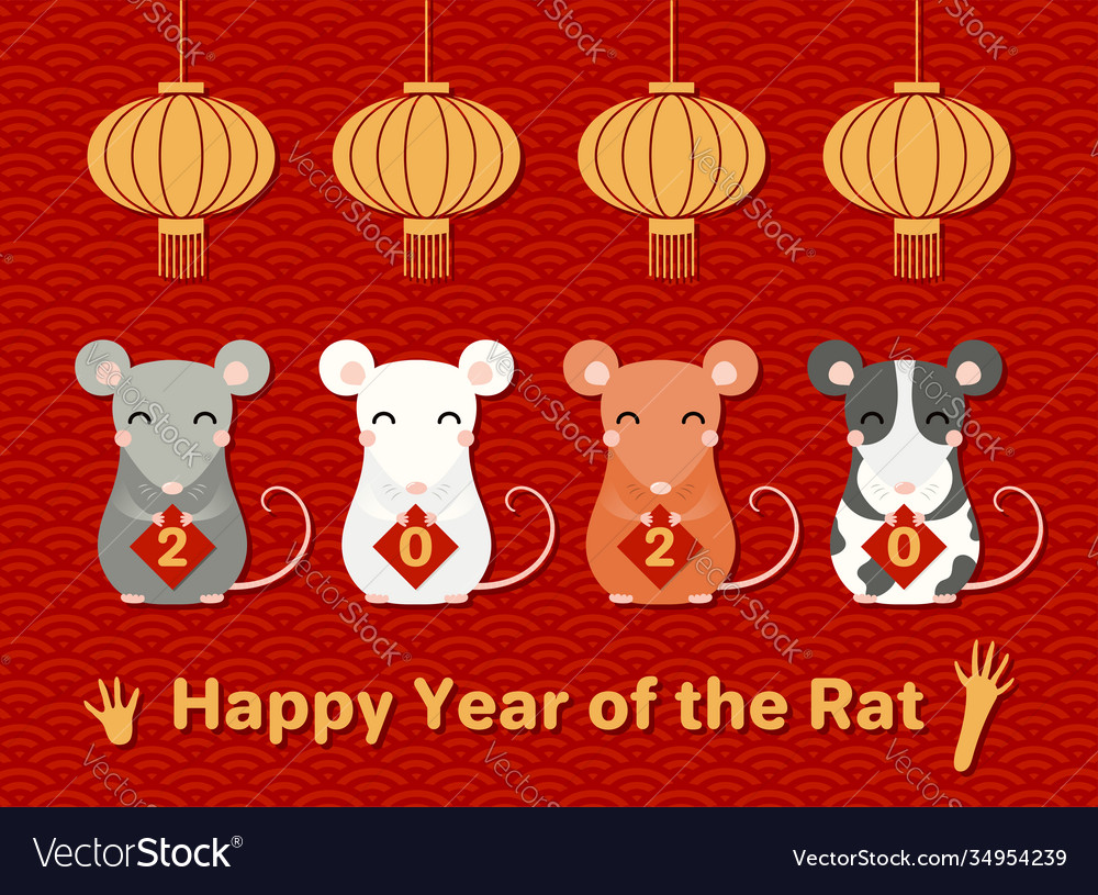 2020 chinese new year card Royalty Free Vector Image