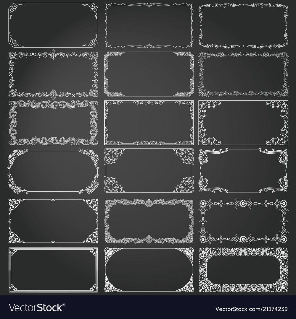 Decorative Rectangle Frames And Borders Set Vector Image