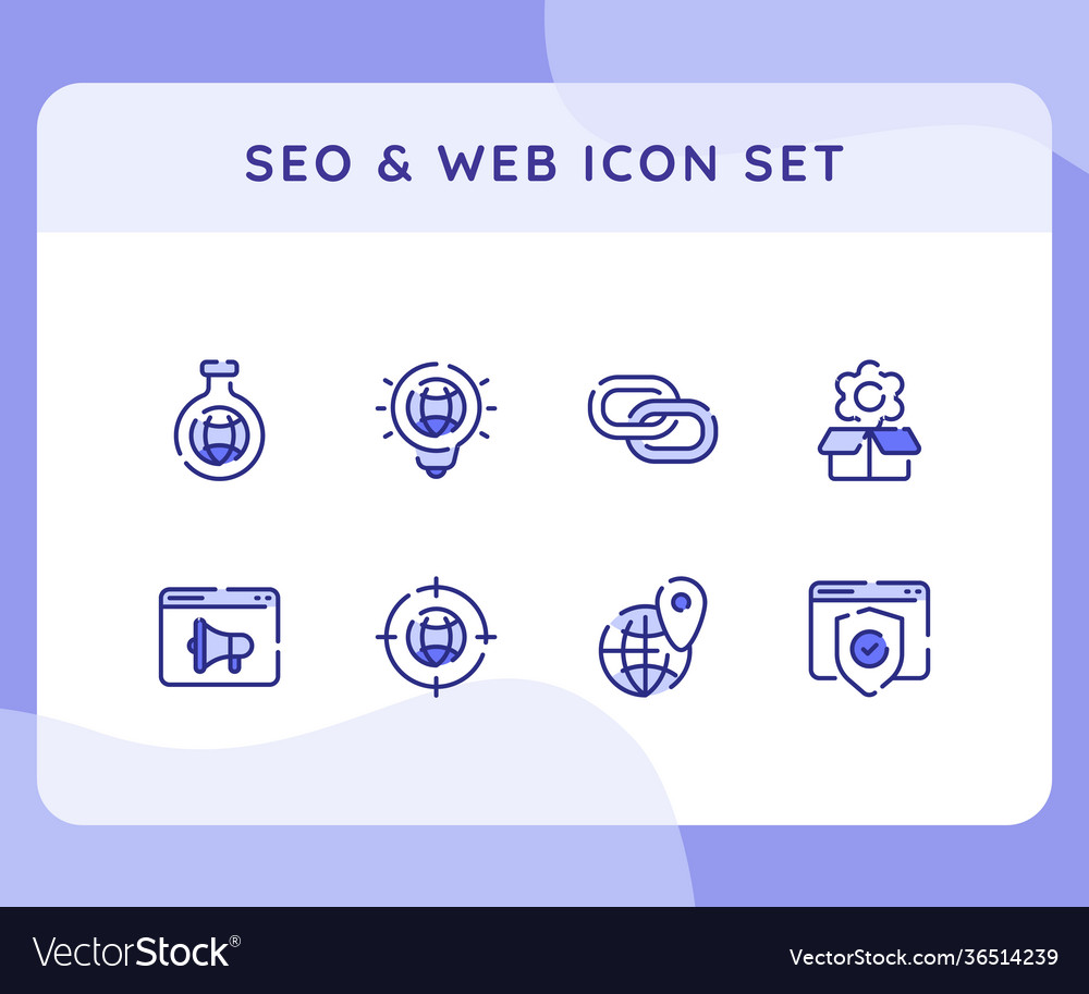 Seo and web icon icons set collection package Vector Image