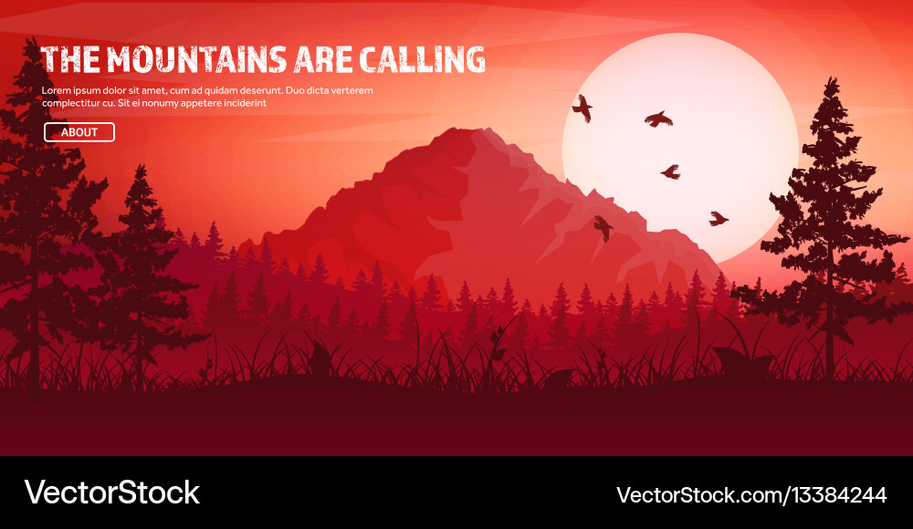 Mountains and forest wild nature landscape Vector Image