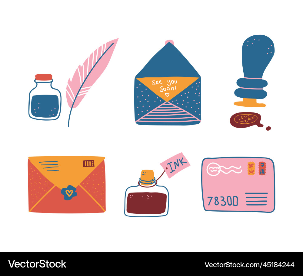 Postal symbol with letter postage stamp ink Vector Image