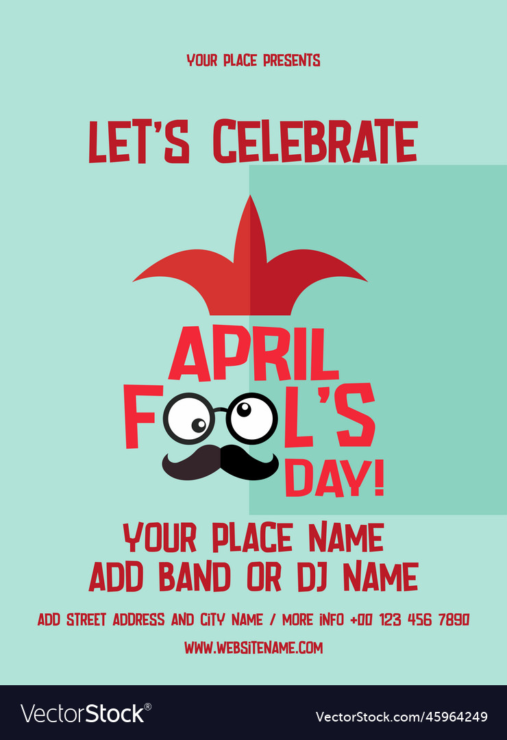 April Fools Day Party Flyer Poster Design Vector Image