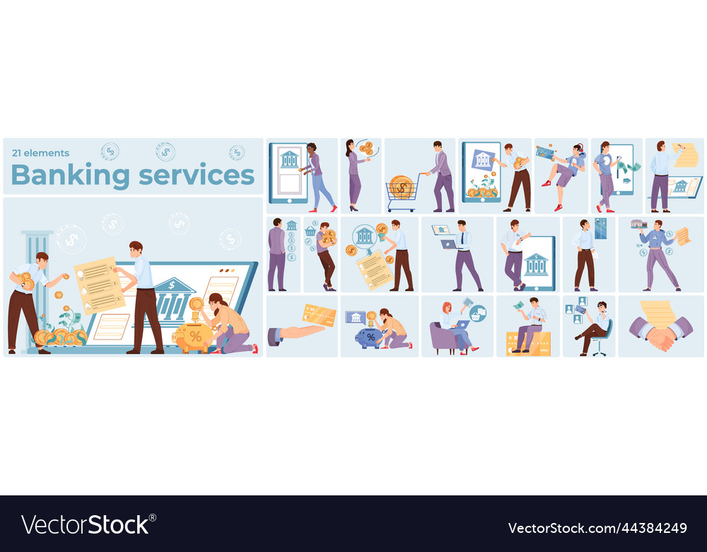 Banking services flat composition Royalty Free Vector Image