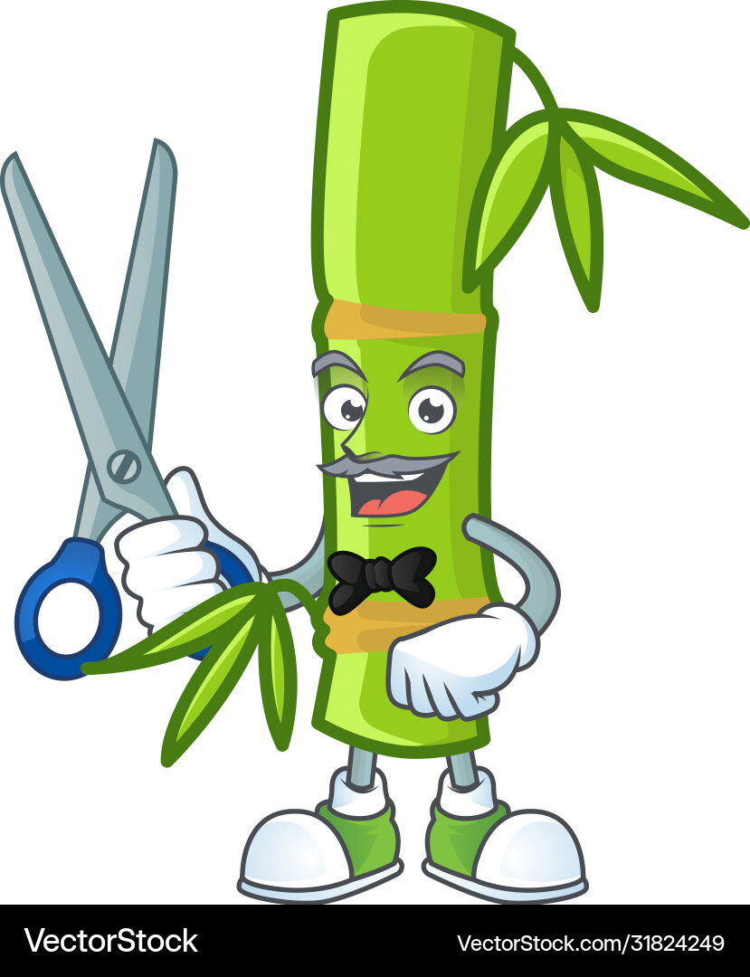 Cool friendly barber bamboo stick cartoon style Vector Image