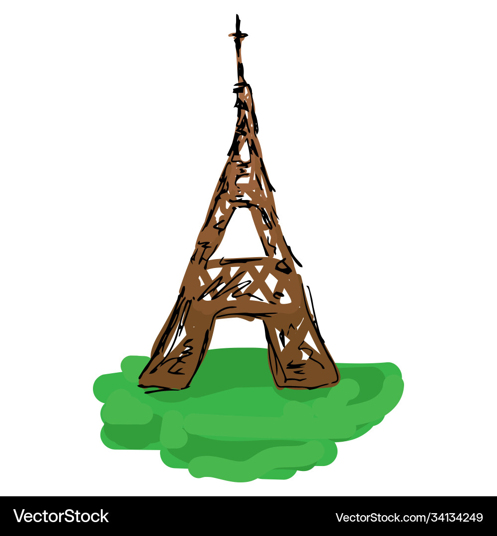 Eiffel tower hand drawn doodle tower Royalty Free Vector
