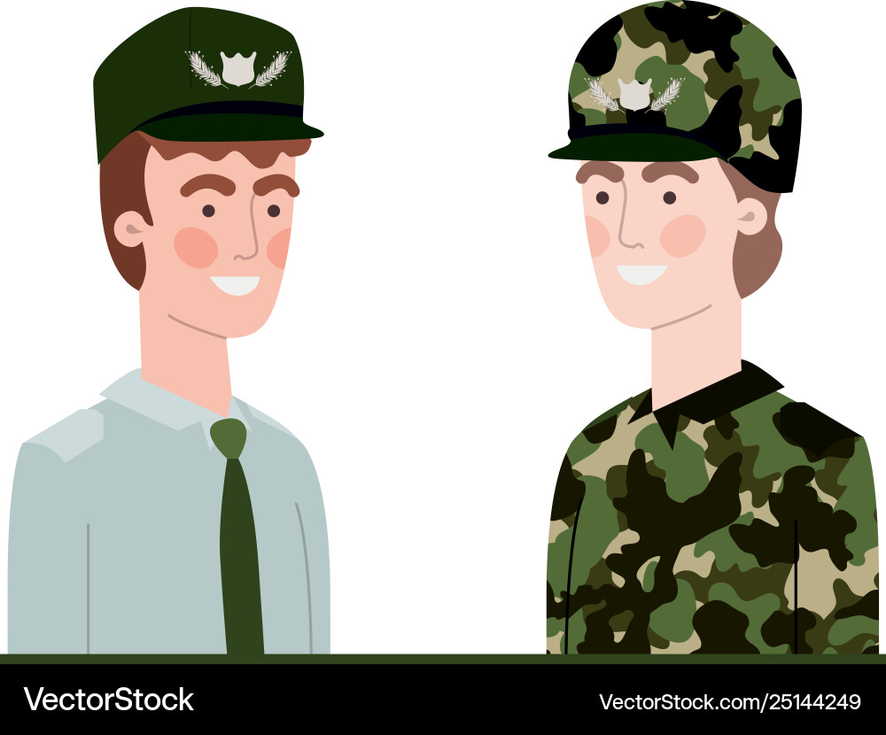 Men soldiers war avatar character Royalty Free Vector Image