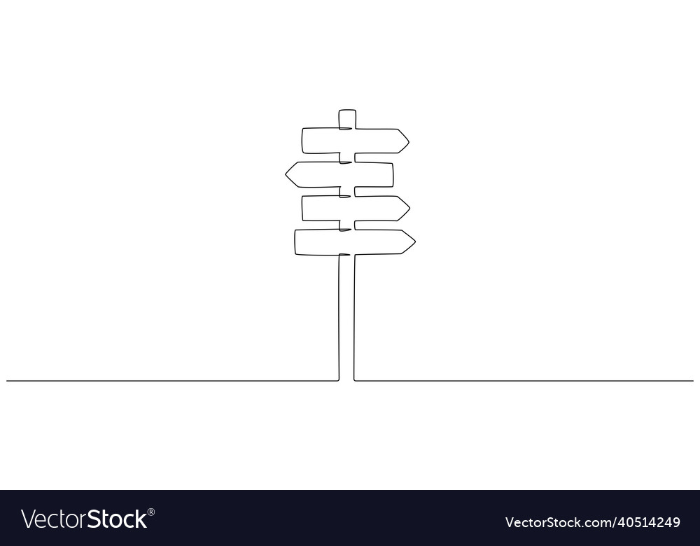 One Continuous Line Drawing Of Road Direction Vector Image