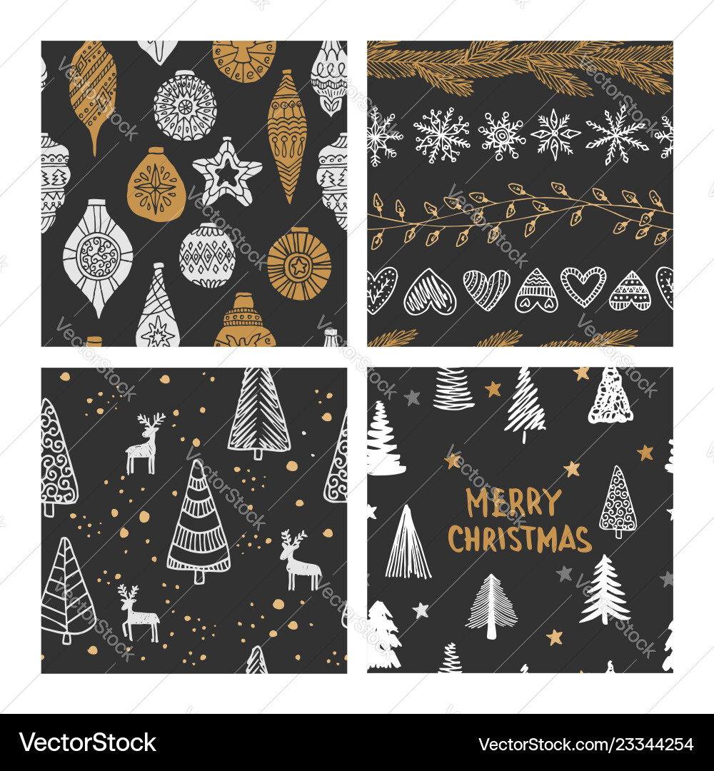 Beautiful seamless christmas and winter patterns Vector Image
