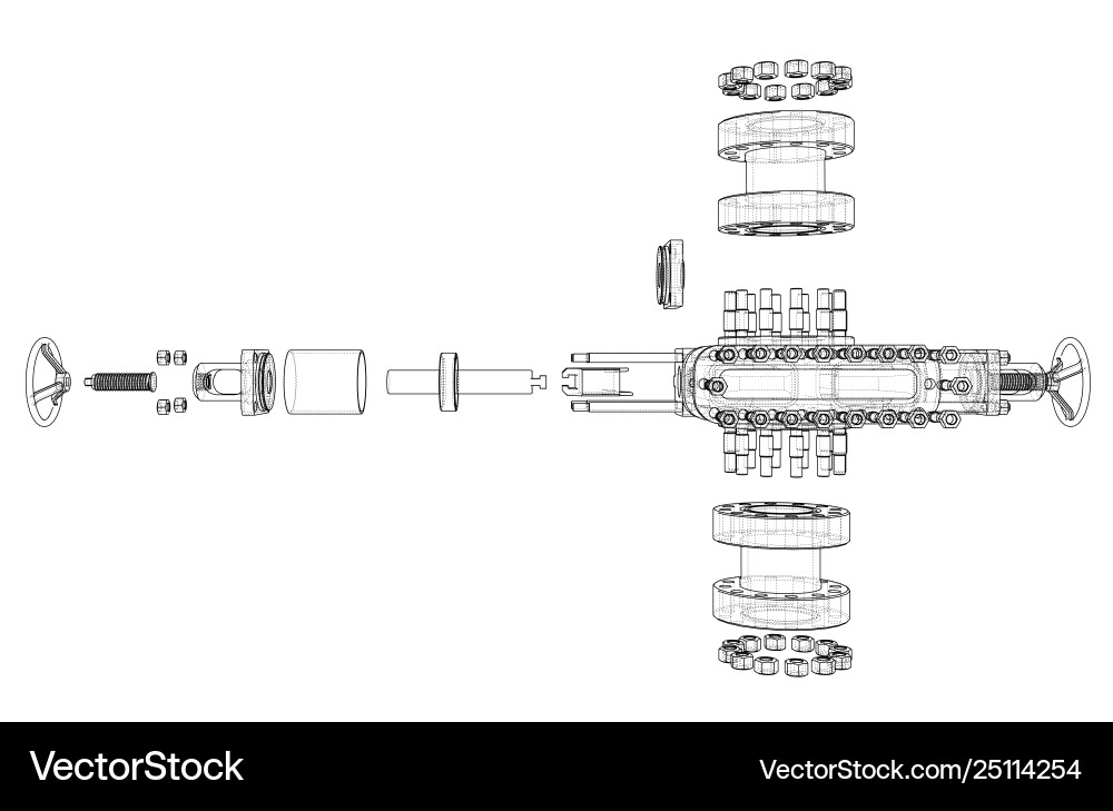 Blowout preventer rendering 3d Royalty Free Vector Image