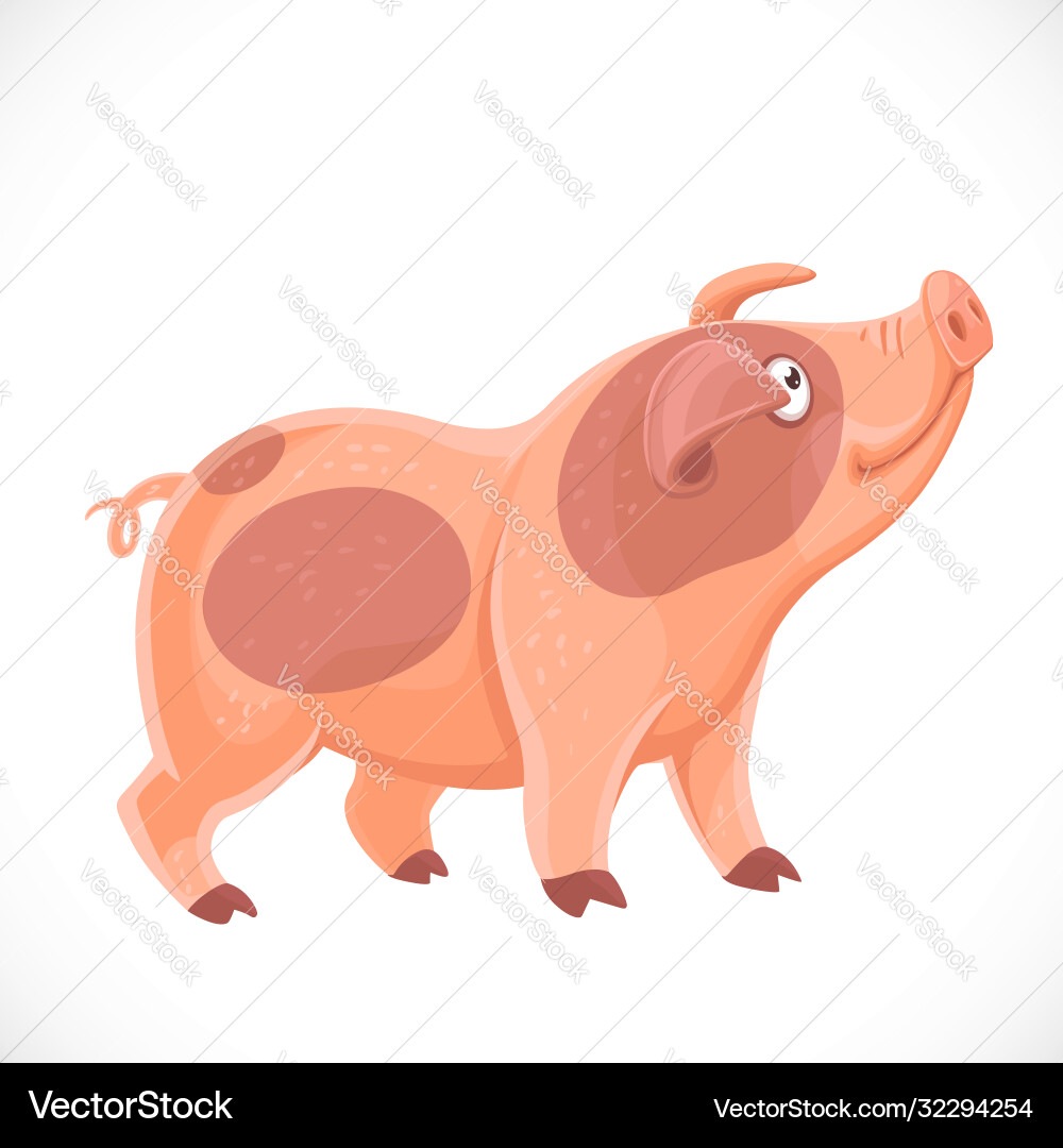Cute cartoon spotted pig pulled up face Royalty Free Vector