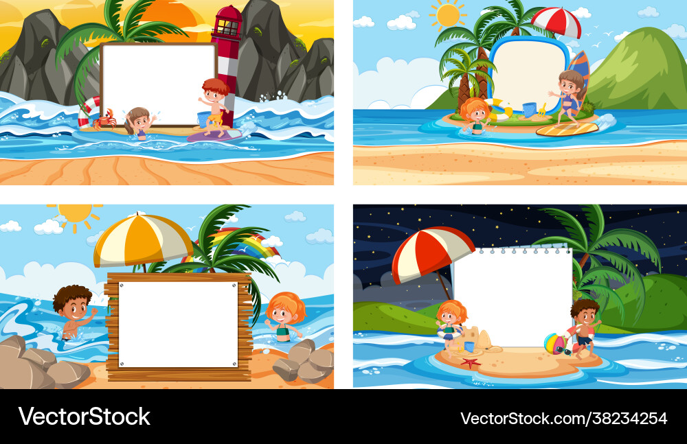 Set different tropical beach scenes with blank Vector Image