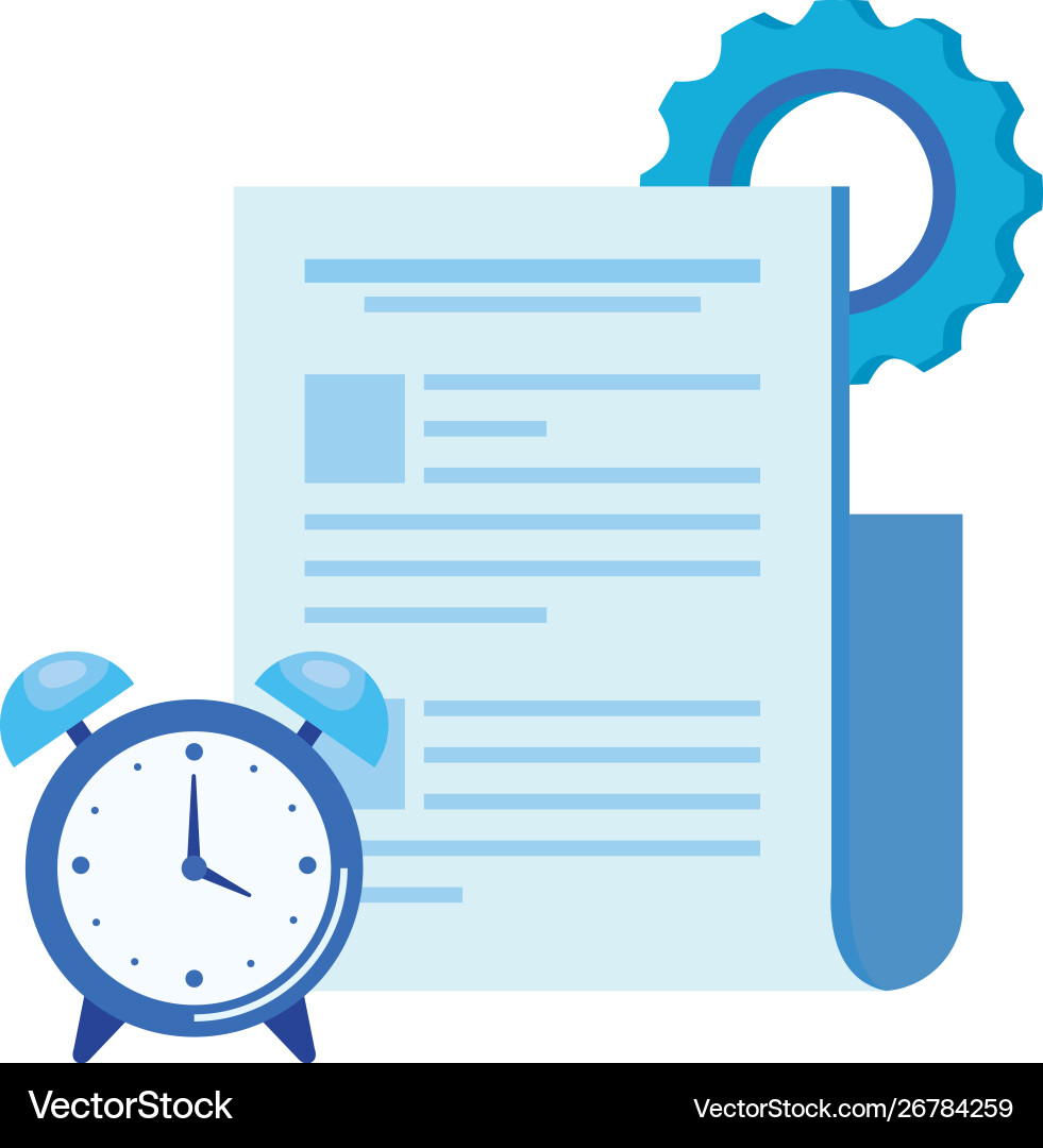 Alarm clock with document file Royalty Free Vector Image