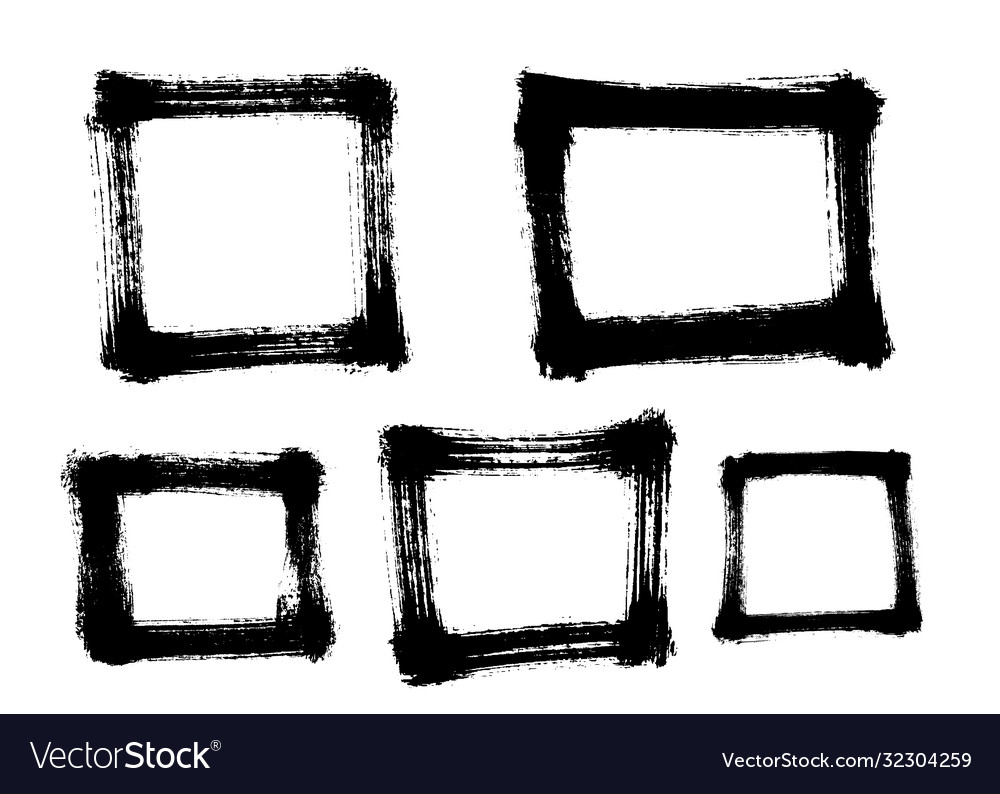 Different square frames painted with a brush Vector Image