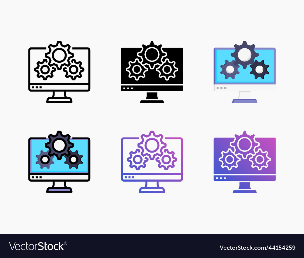 Setting icon set with different styles Royalty Free Vector