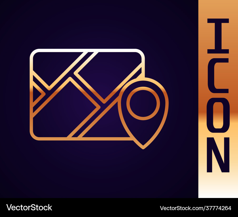 Gold line infographic city map navigation icon Vector Image