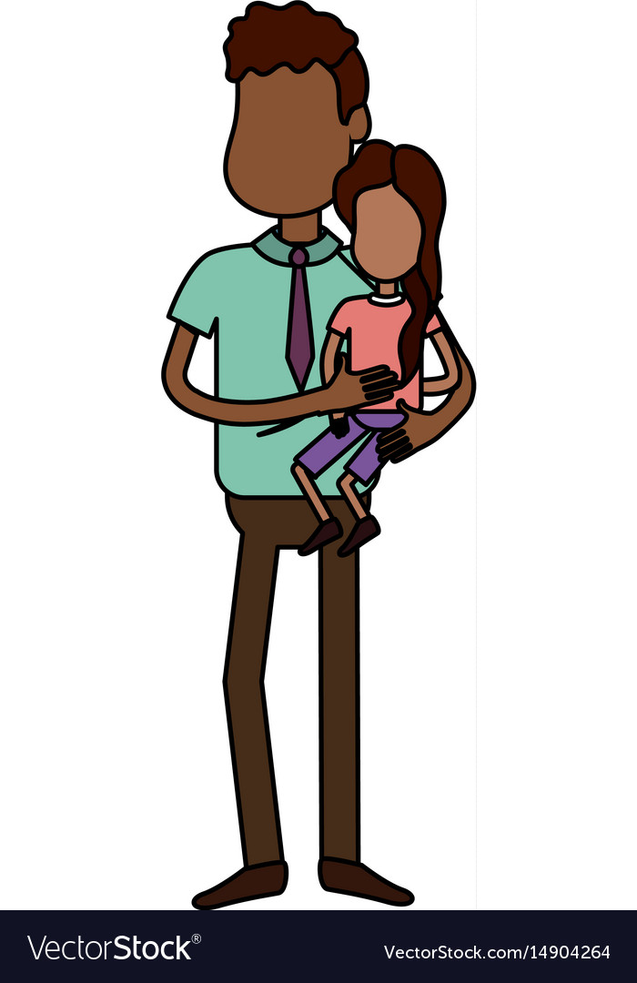 Nice Father Carrying His Daughter In The Hands Vector Image